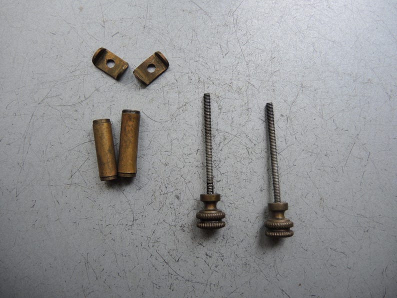 Set of Antique Brass Head Clock Movement Mount Long Fixation Screws ...