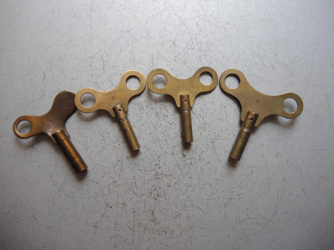 Set of 4 Antique Solid Brass Wind up Key for Clock / German Wall Clock ...