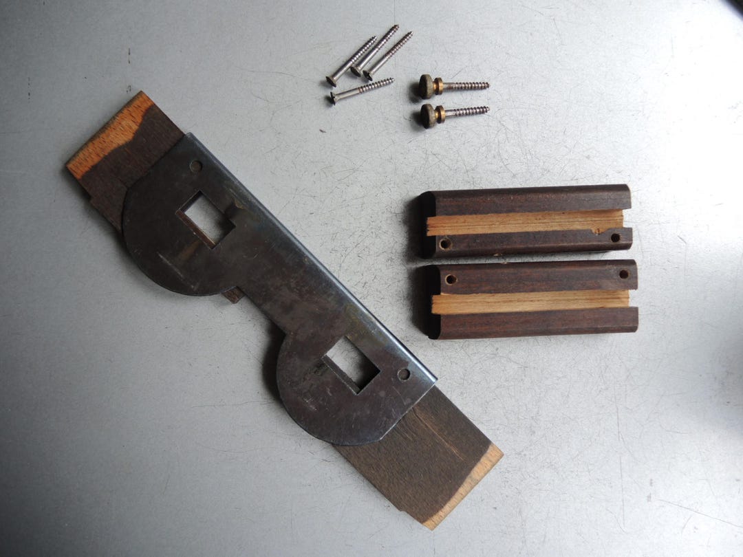 Antique Metal and Wood Clock Movement Mount and Parts Screws / German ...