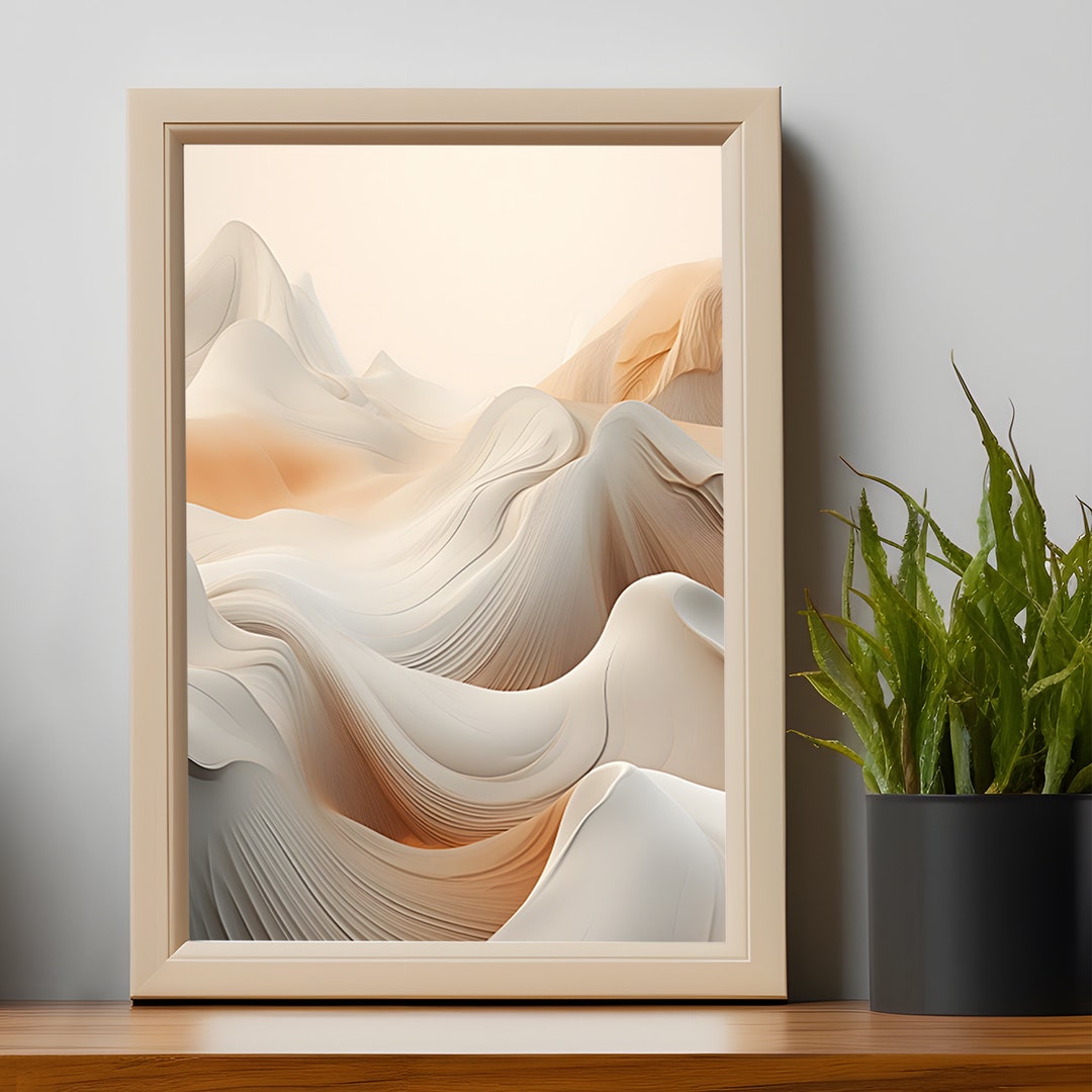Abstract Sound Waves Print: Beige Pastel Nordic Art - Etsy