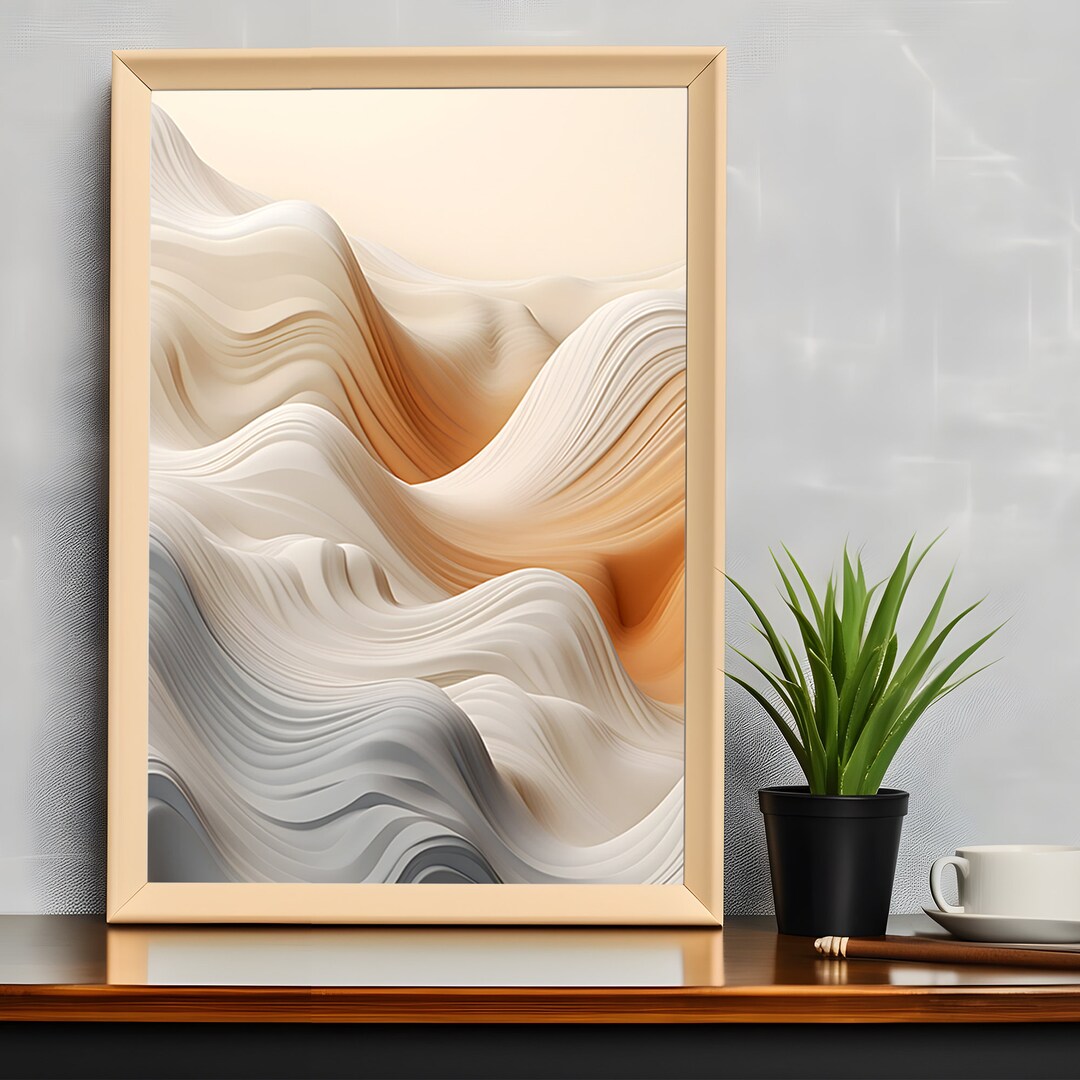 Abstract Beige Sound Waves. Pastel Colors, Relaxing Minimalist Wall ...