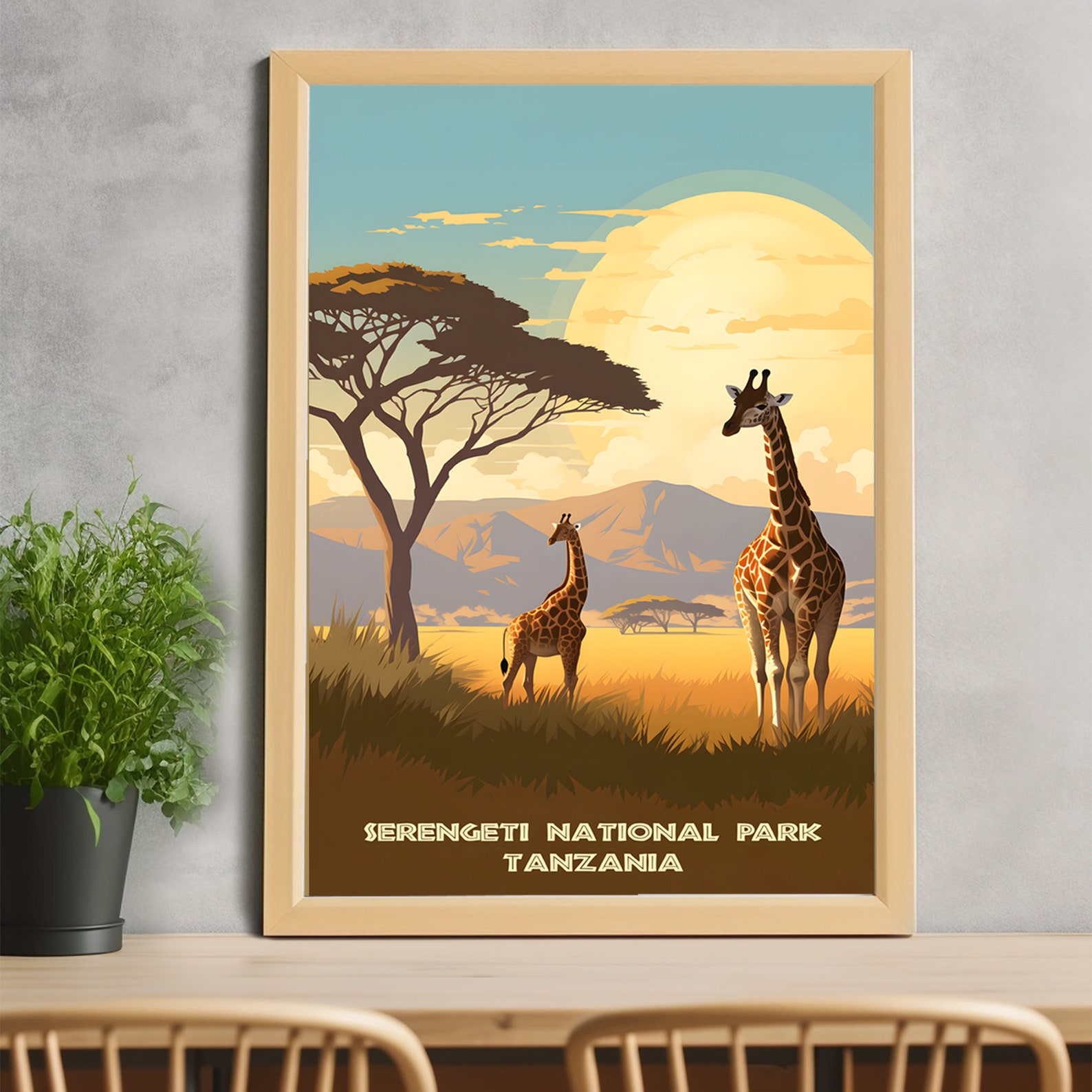 Serengeti National Park Poster, Tanzania, African Giraffe Print - Etsy