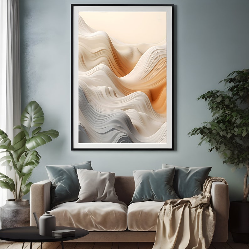 Abstract Beige Sound Waves. Pastel Colors, Relaxing Minimalist Wall ...