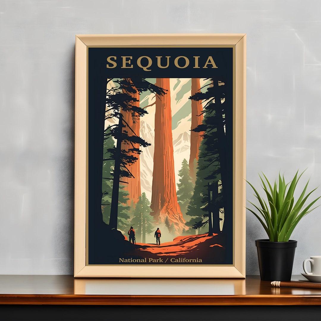 Sequoia National Park Poster Print, Vintage California Travel Art - Etsy