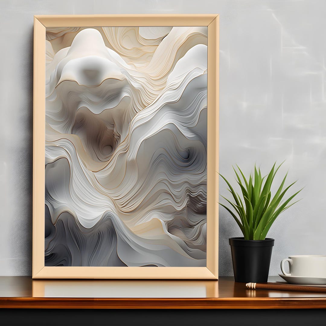 Abstract Beige Sound Waves. Pastel Colors, Relaxing Minimalist Wall ...