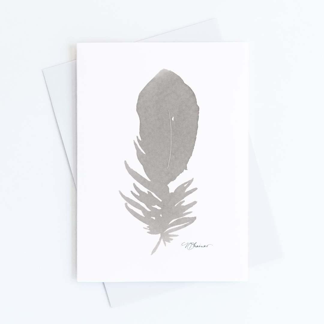 Watercolor Feather Sympathy Card: Linen Cardstock - Etsy