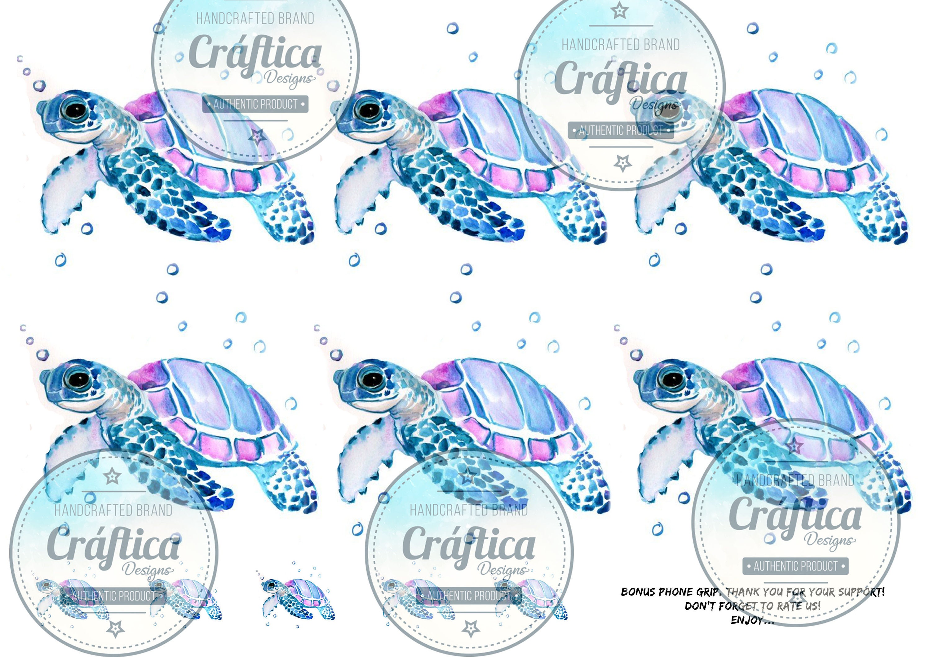 Sea Turtle Clear Waterslide Tumbler Decal, Ready to Use Waterslide ...