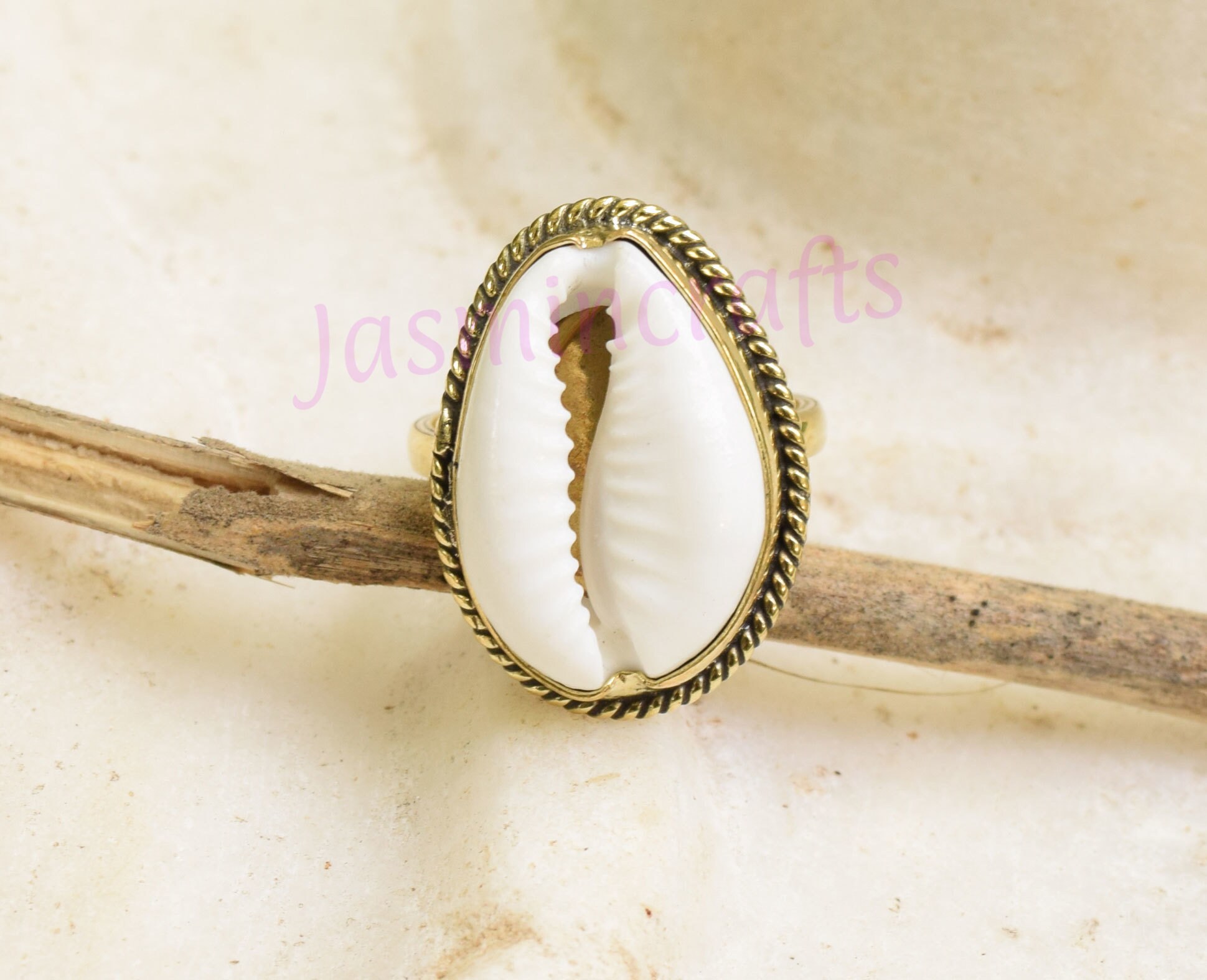 Cowrie Shell Ring Beach Shell Ring Cowrie Ring Brass Ring | Etsy