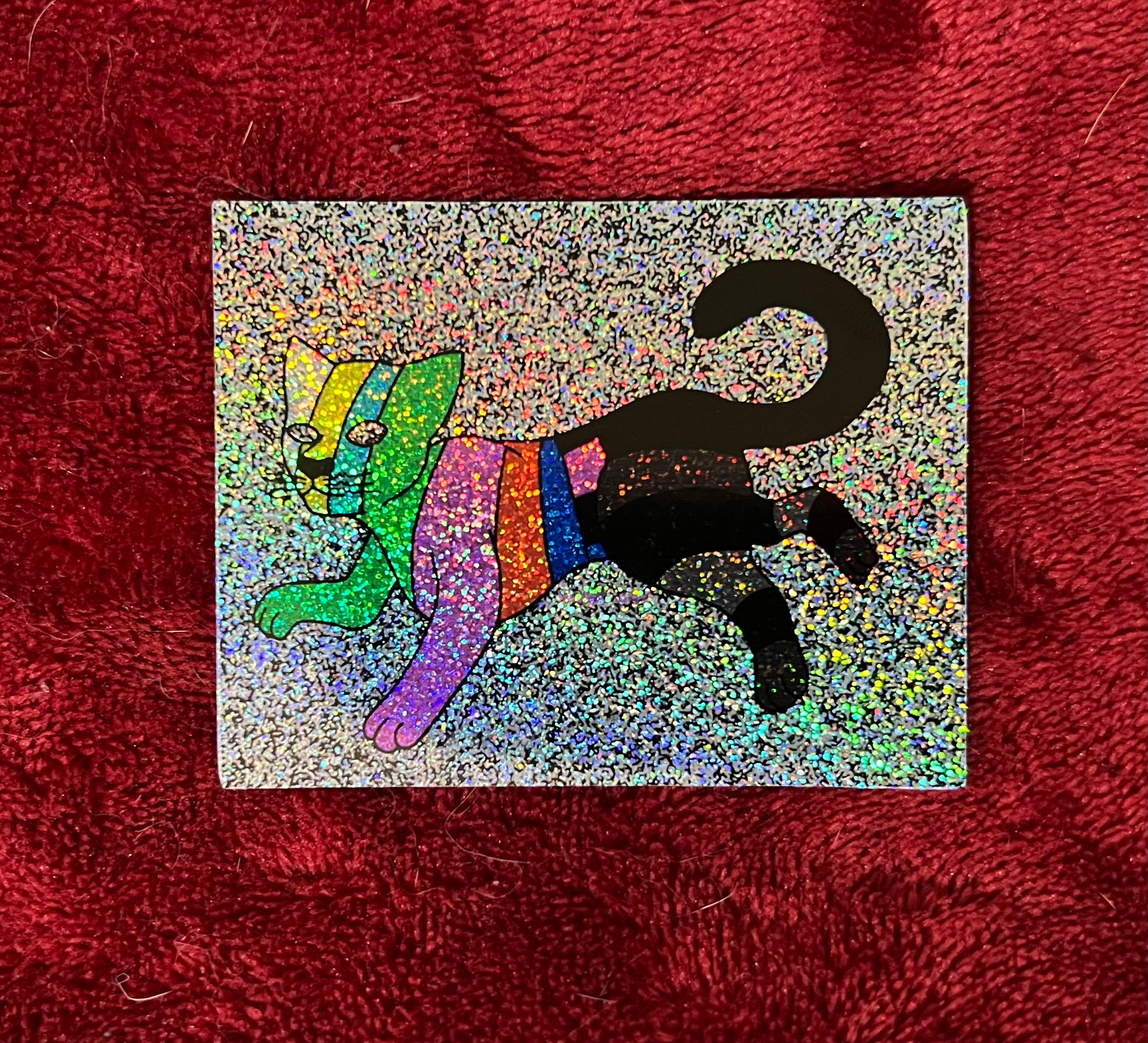 TV Signal Cat Glitter Sticker - Etsy