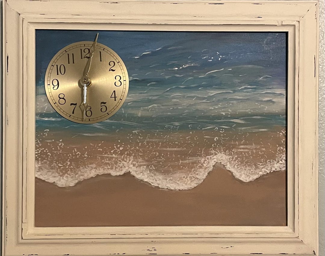 Painting-clock, Acrylic Painting, Decorative Clock, Hand Painted Canvas ...