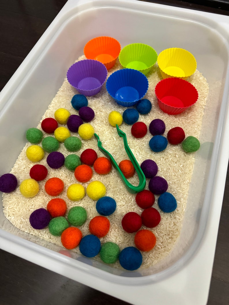 Rainbow Sensory Bin Sensory Play Montessori Play Sustainable Kids Play ...