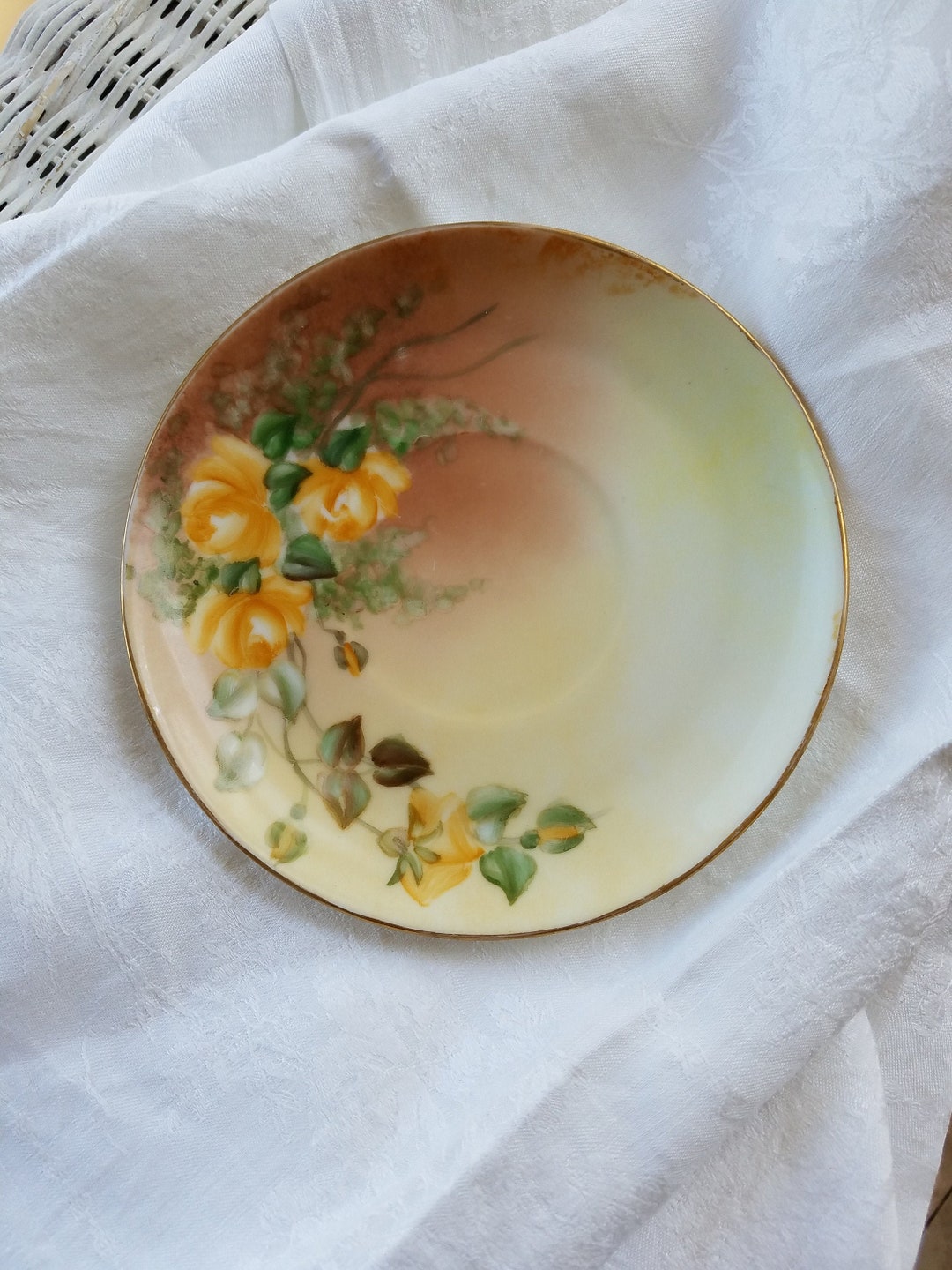 Vintage Galvin Yellow Rose Saucer - Etsy
