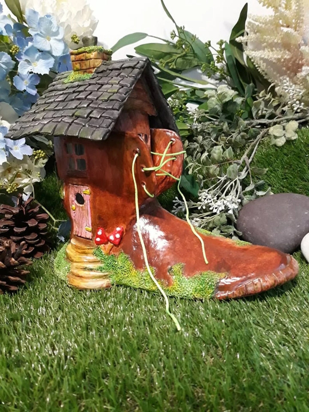 Fairy Shoe Cottage Night Light, Elf House, Miniature Cottage, OOAK, Fae ...