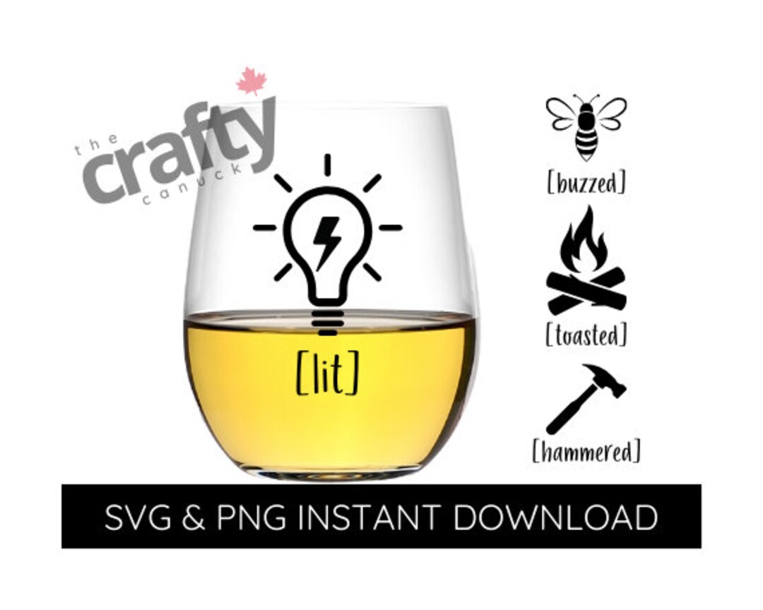 SVG Decals for Wine Glasses, Beer Mugs, Tumblers Hammered, Lit, Buzzed ...