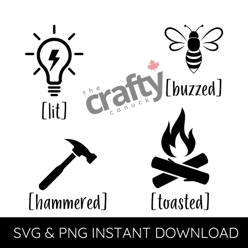 SVG Decals for Wine Glasses, Beer Mugs, Tumblers Hammered, Lit, Buzzed ...