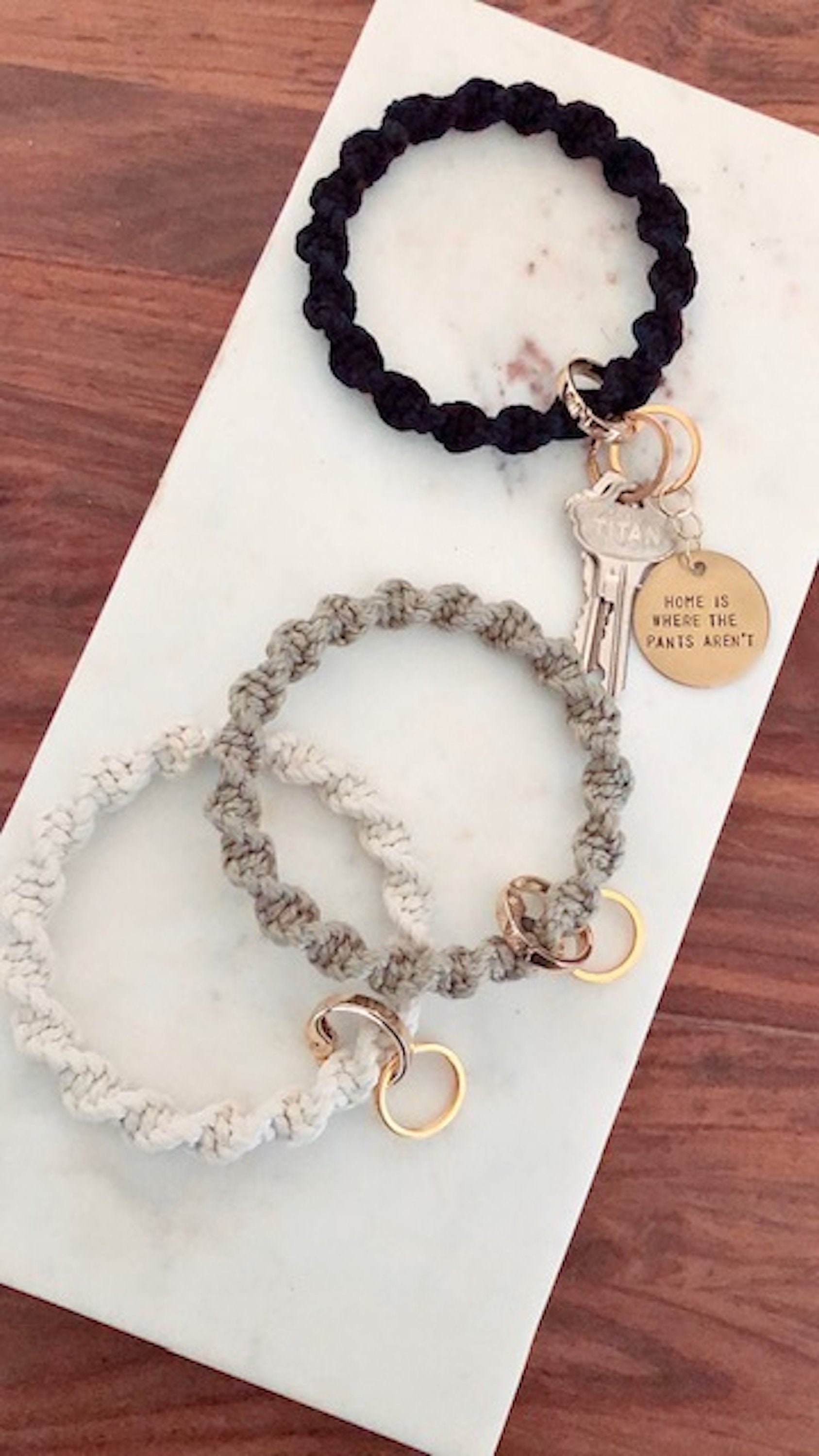 Dont Get It Twisted : Macrame Bangle Key Ring | Etsy