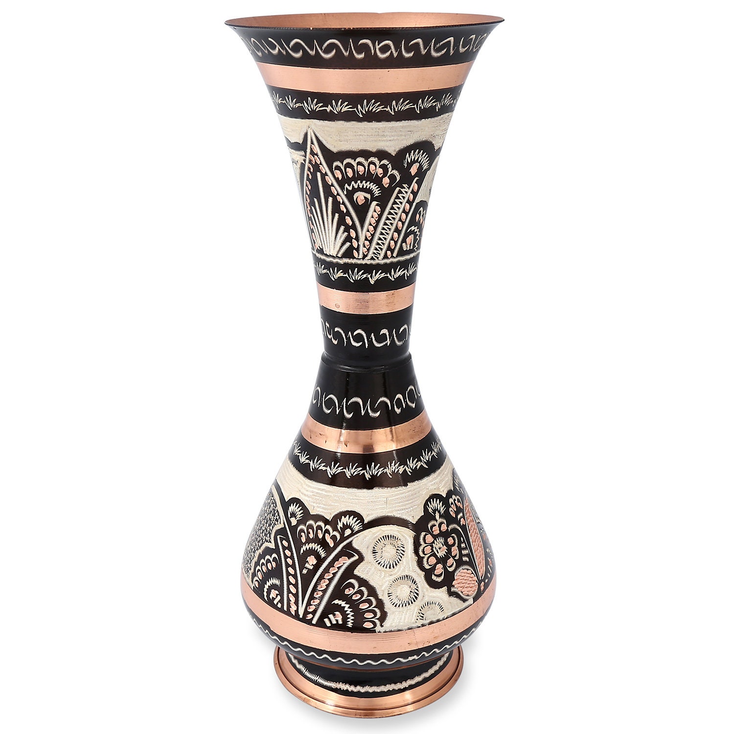 Engraved Copper Vase, Hand Crafted Engraved Hammered Copper Vase ...