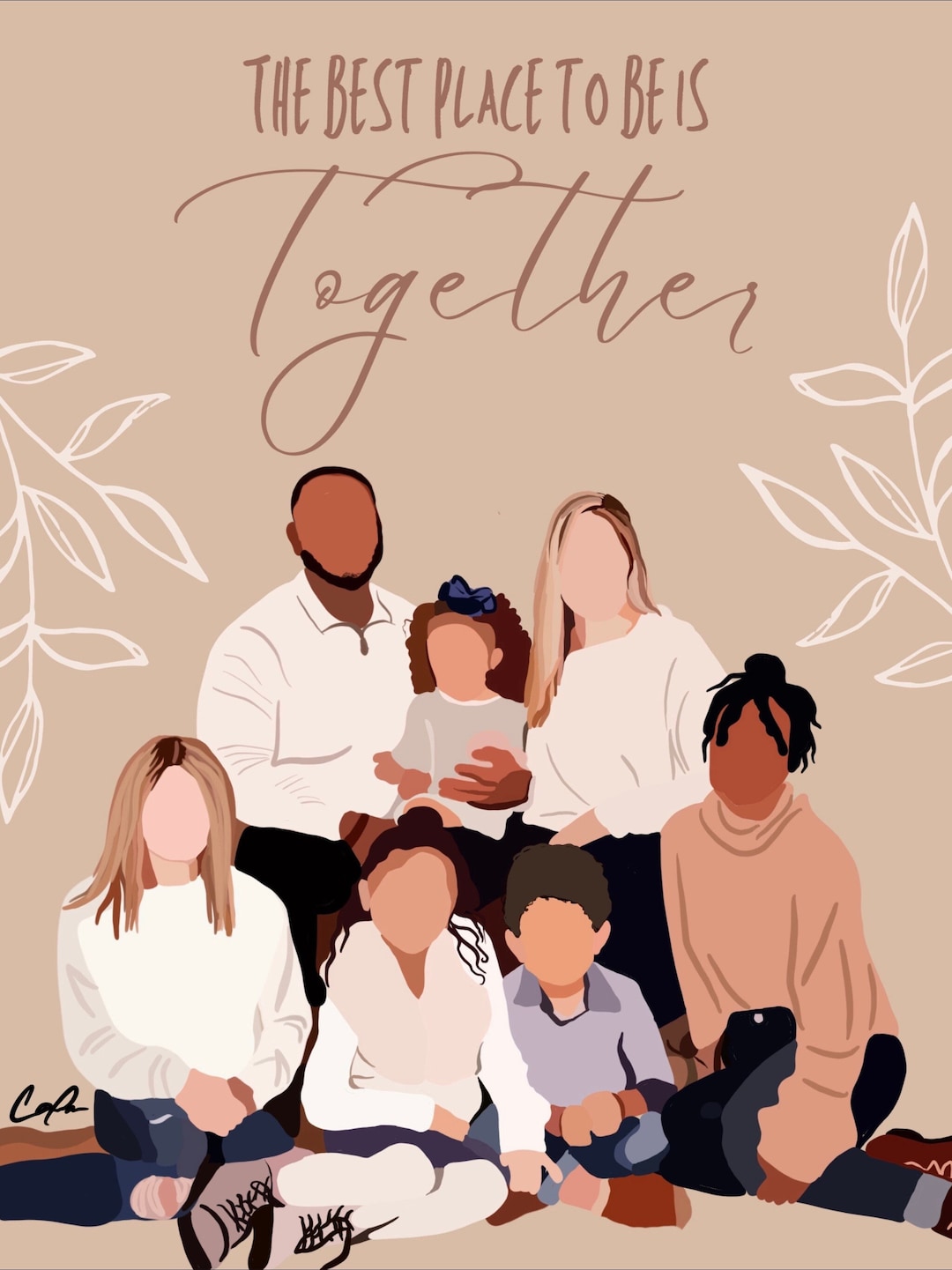 Faceless Family Portrait Drawing - Etsy