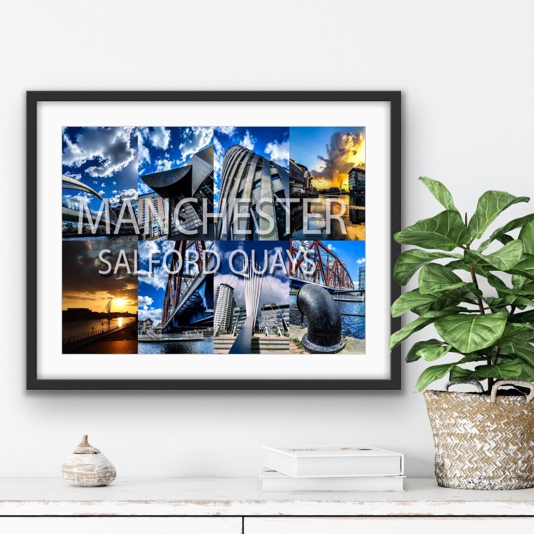 Manchester Print / Manchester Poster / Salford Quays Mural / Fast and ...