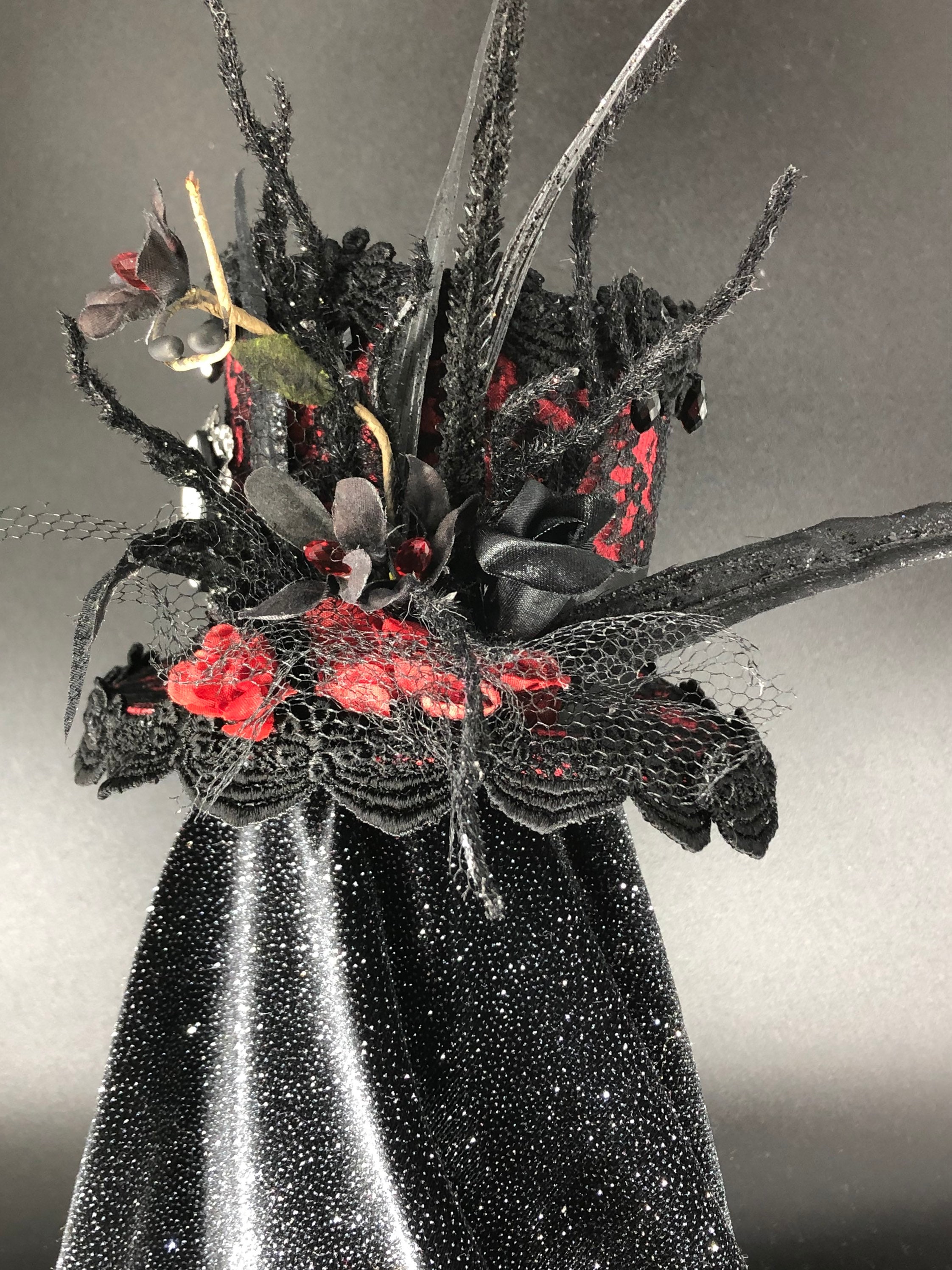 Vampire Chic Satin and Lace Mini Fascinator Hat for Women MADE - Etsy