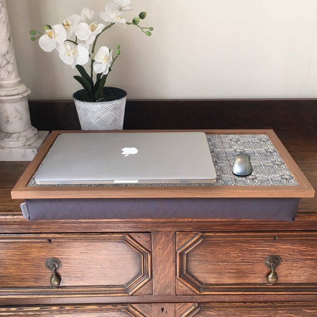 LARGE Blue Lap Trays: Extra Wide Laptop Lap Desk Table, Portable Bean ...