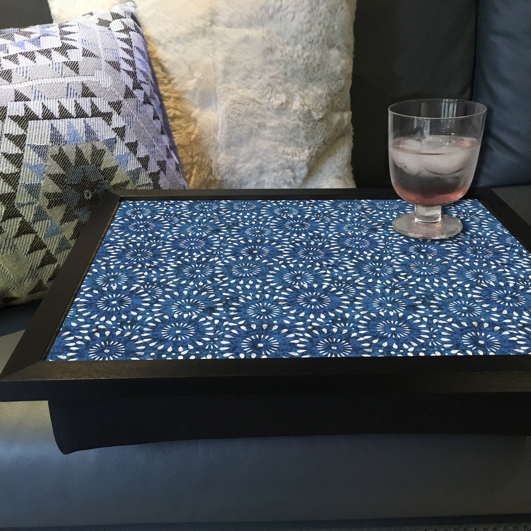 BATIK BLUE Lap Tray With Cushion: High Quality Bean Bag Pillow Tray for ...