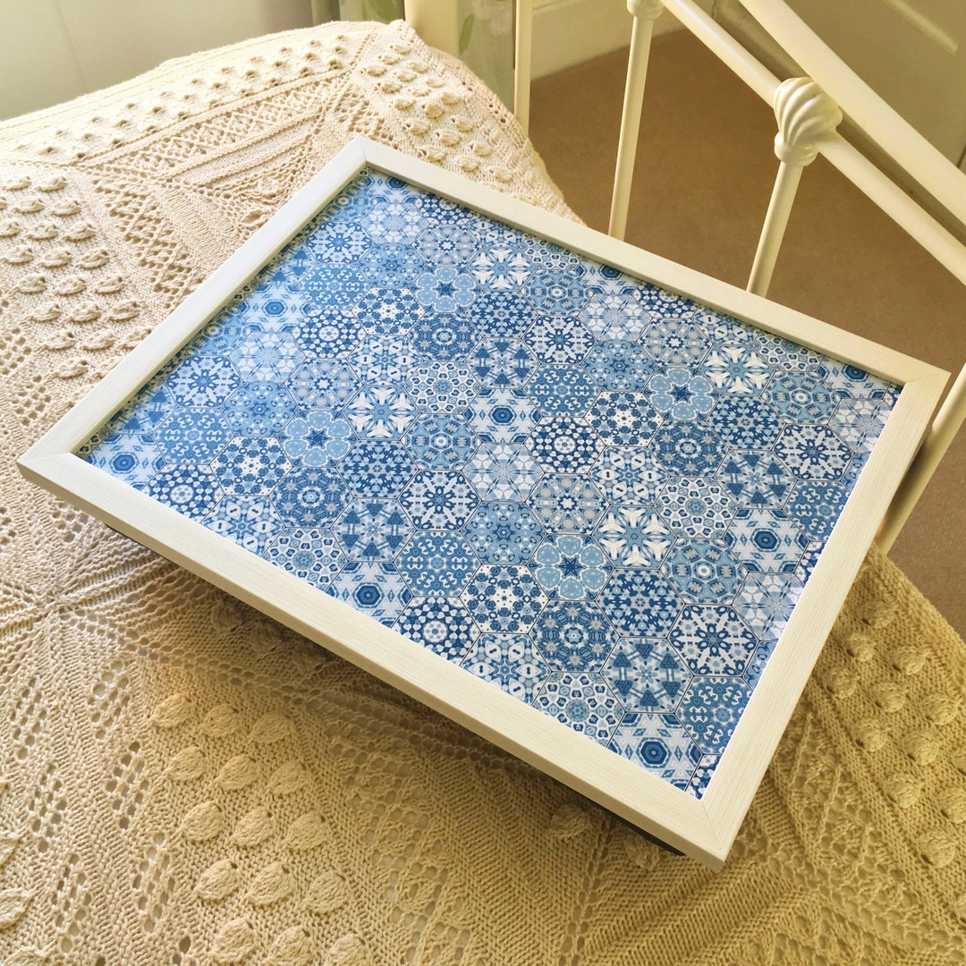 INDIGO Blue Lap Tray Desk With Bean Bag Pillow Cushion: Cushioned ...