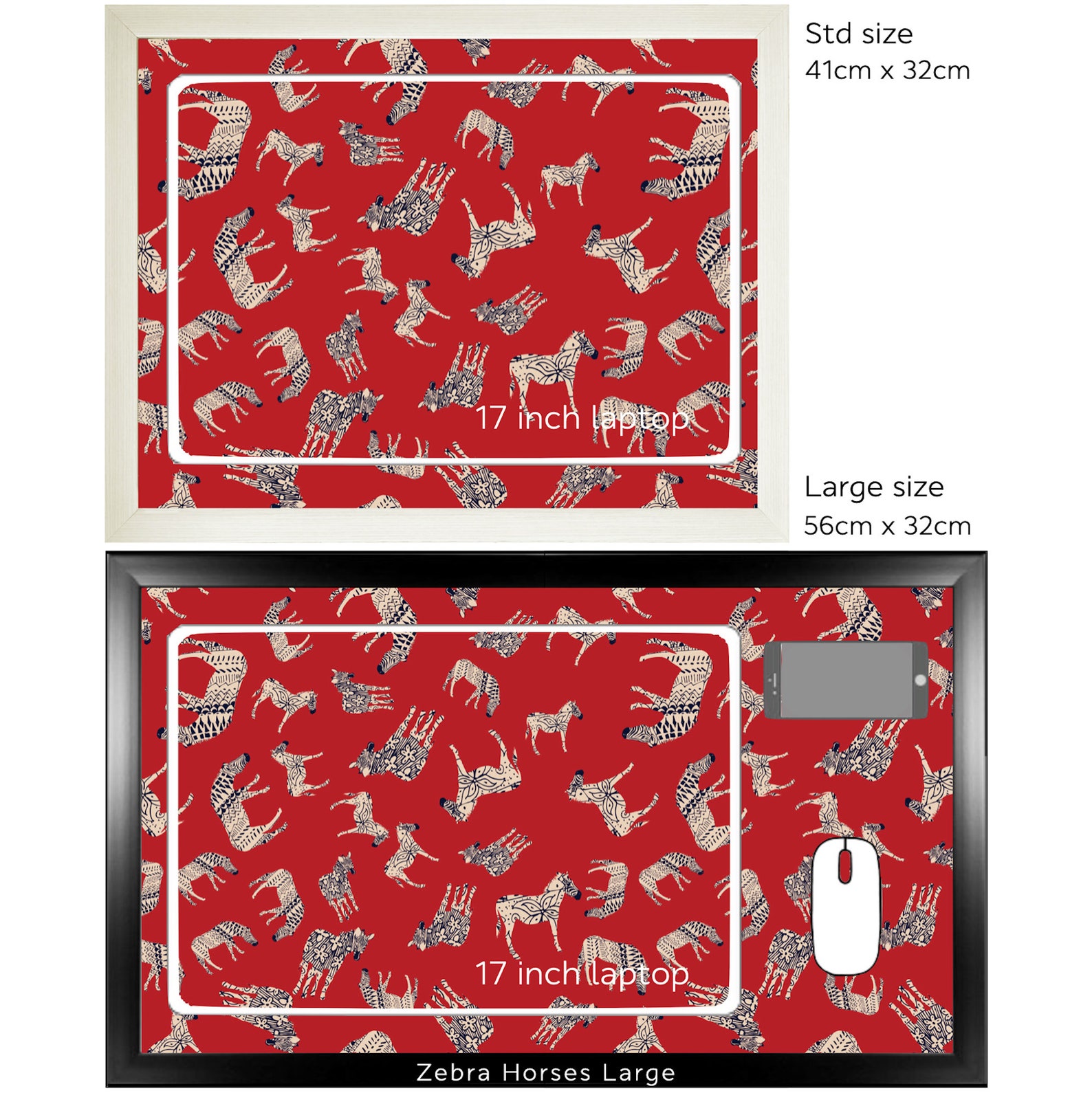 ZEBRA HORSES Lap Tray Desk With Bean Bag Pillow Cushion: | Etsy