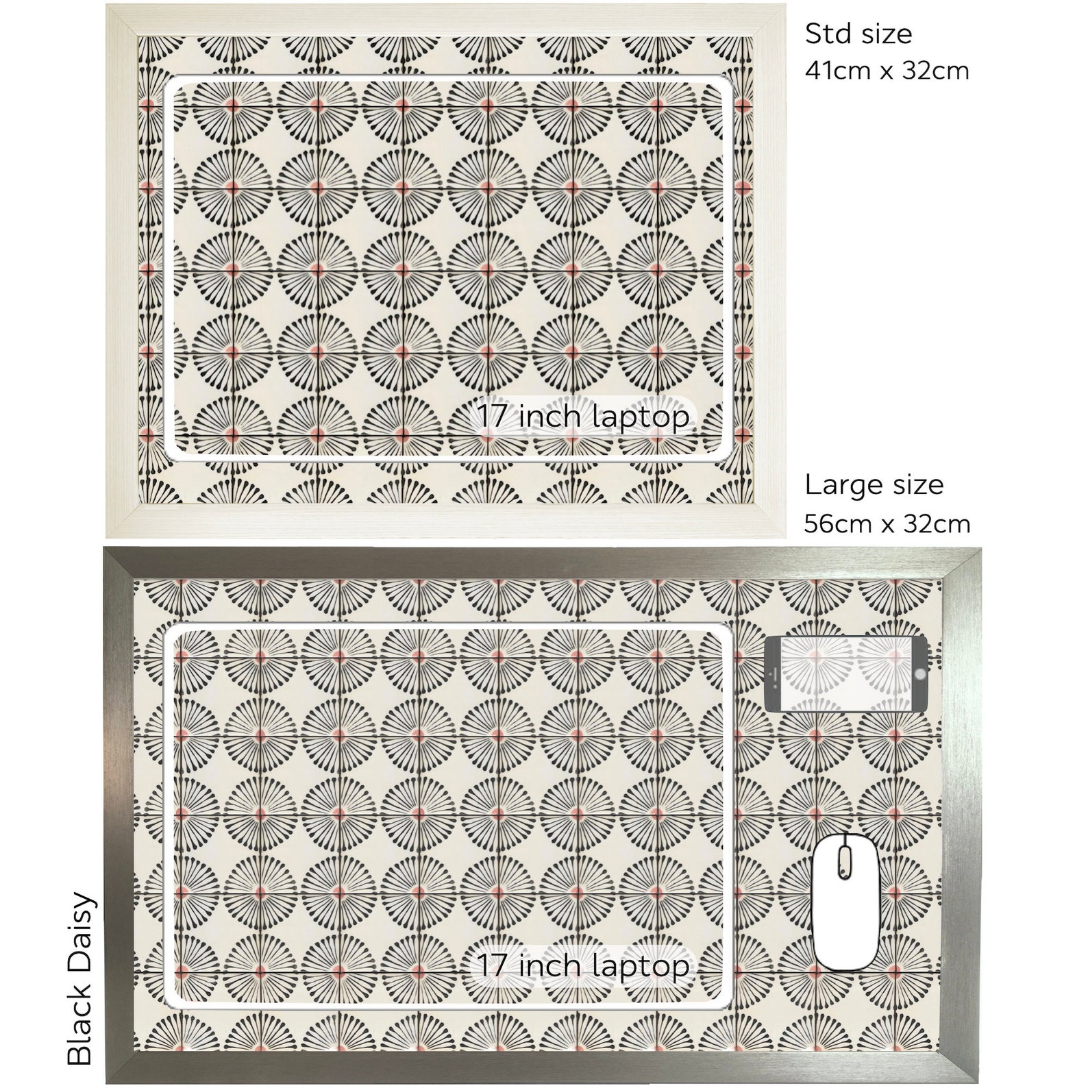 BLACK DAISY Lap Tray Desk With Bean Bag Pillow Cushion: - Etsy UK