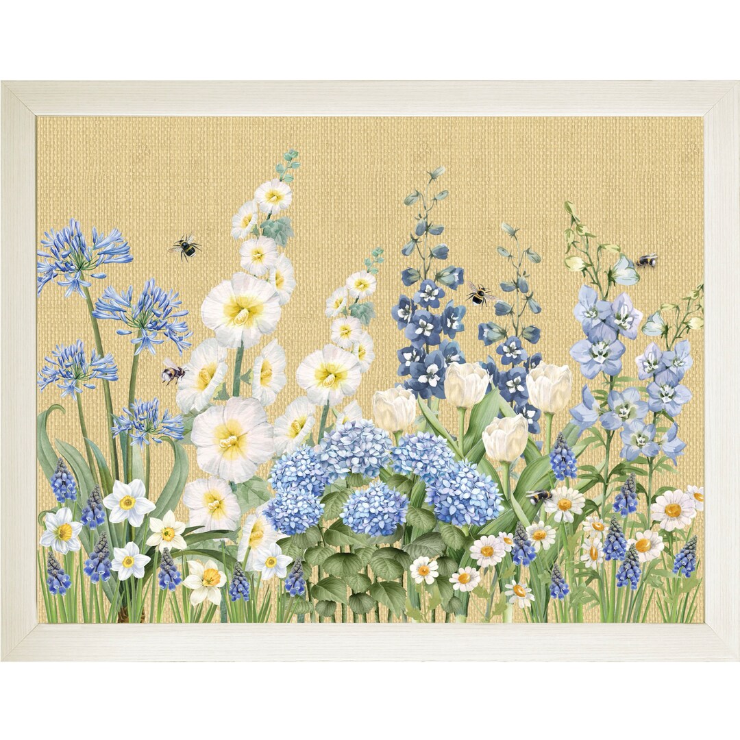 Blue & White FLOWER GARDEN Lap Tray With BEES, Laptop Tray With Bean ...