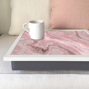 Pink Marble Lap Tray Desk With Padded Bean Bag Cushion: High Quality ...
