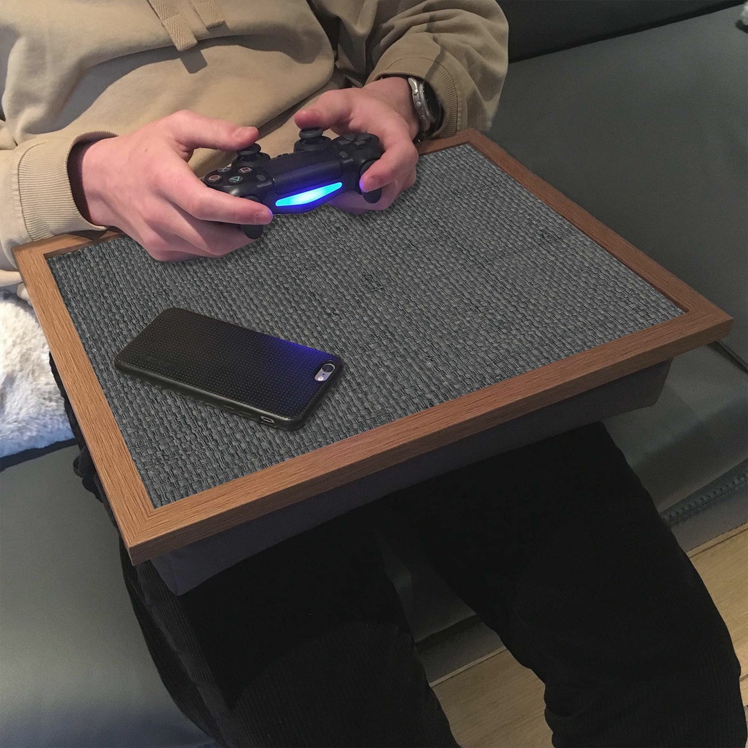 Linen 83 LAP TRAY With Padded Cushion: Large Slate Grey Bean Bag Laptop ...