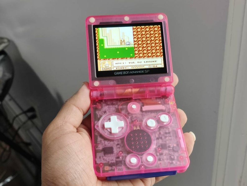 Custom GBA SP IPS V2 Screen Clear Pink & White Buttons Modded - Etsy