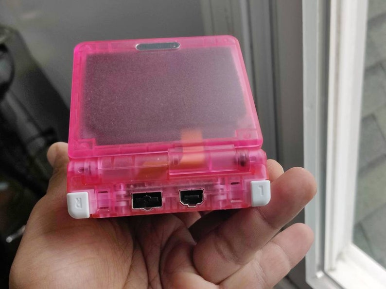 Custom GBA SP IPS V2 Screen Clear Pink & White Buttons Modded - Etsy