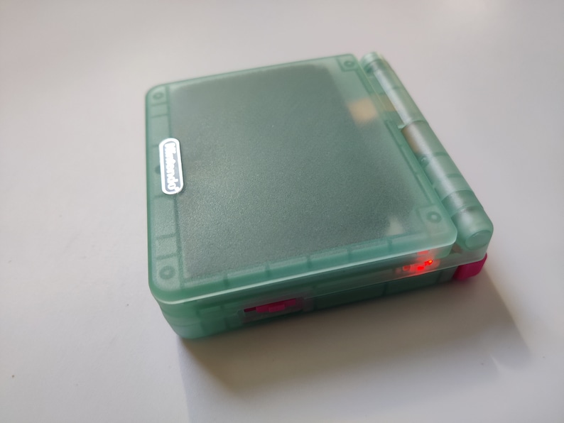 Custom GBA SP IPS V2 Screen Clear Glow in the Dark Green & Pink Buttons ...
