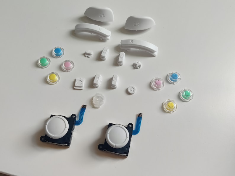White & Mix Color Glass Replacement Buttons for Nintendo Switch Joycon ...