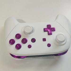 Custom Nintendo Switch Pro Controller White Replacement Shell & Chrome ...