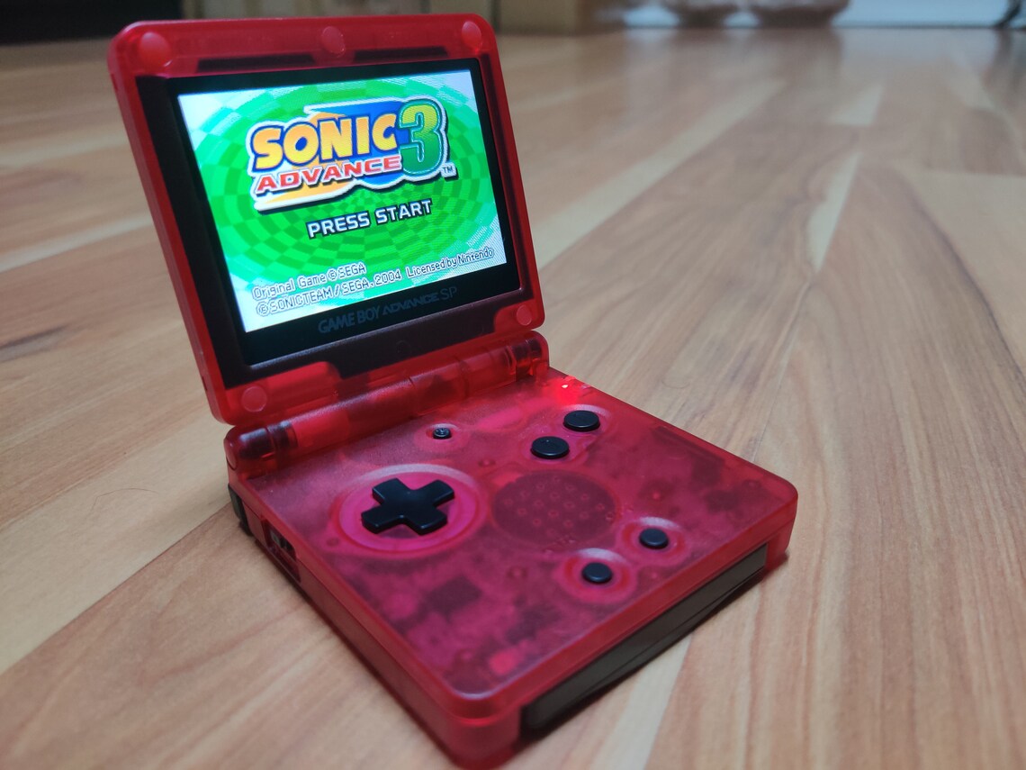 Gameboy Advance SP Transparent Clear Red IPS V2 Screen Mod | Etsy