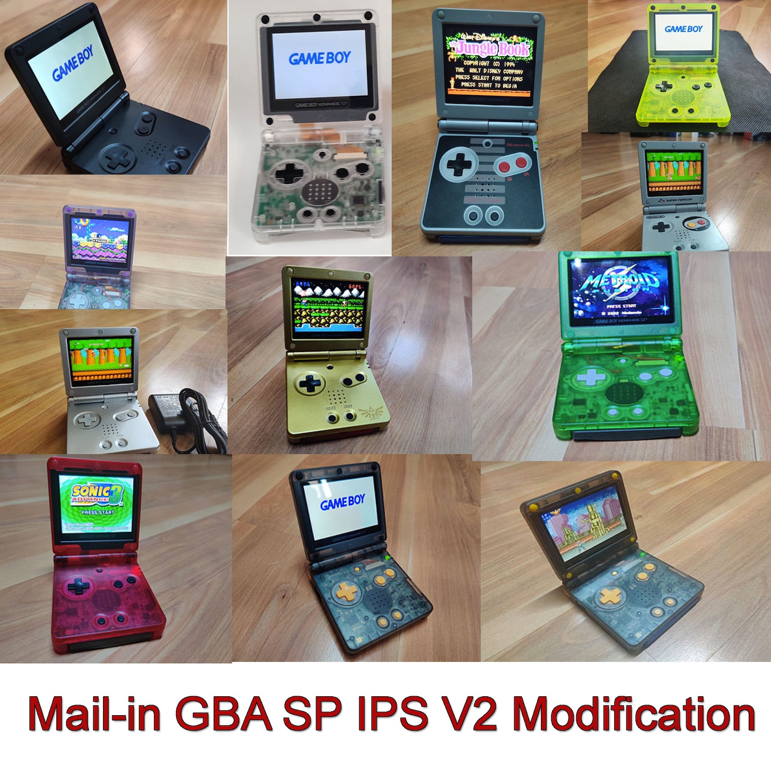 Mail in Modification Gameboy Advance SP IPS V2 Screen Mod With 10 Level ...