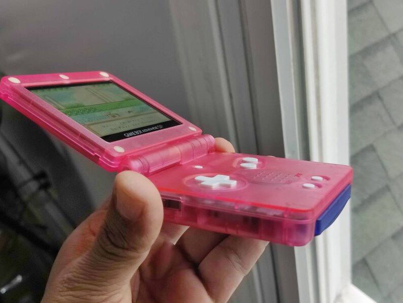 Custom GBA SP IPS V2 Screen Clear Pink & White Buttons Modded - Etsy