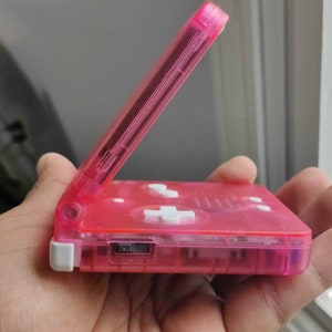 Custom GBA SP IPS V2 Screen Clear Pink & White Buttons Modded With 10 ...