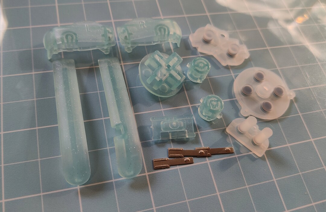 Glitter Sky Blue Buttons & Clear Rubber Pad for Nintendo Game Boy ...