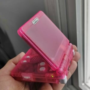 Custom GBA SP IPS V2 Screen Clear Pink & White Buttons Modded With 10 ...