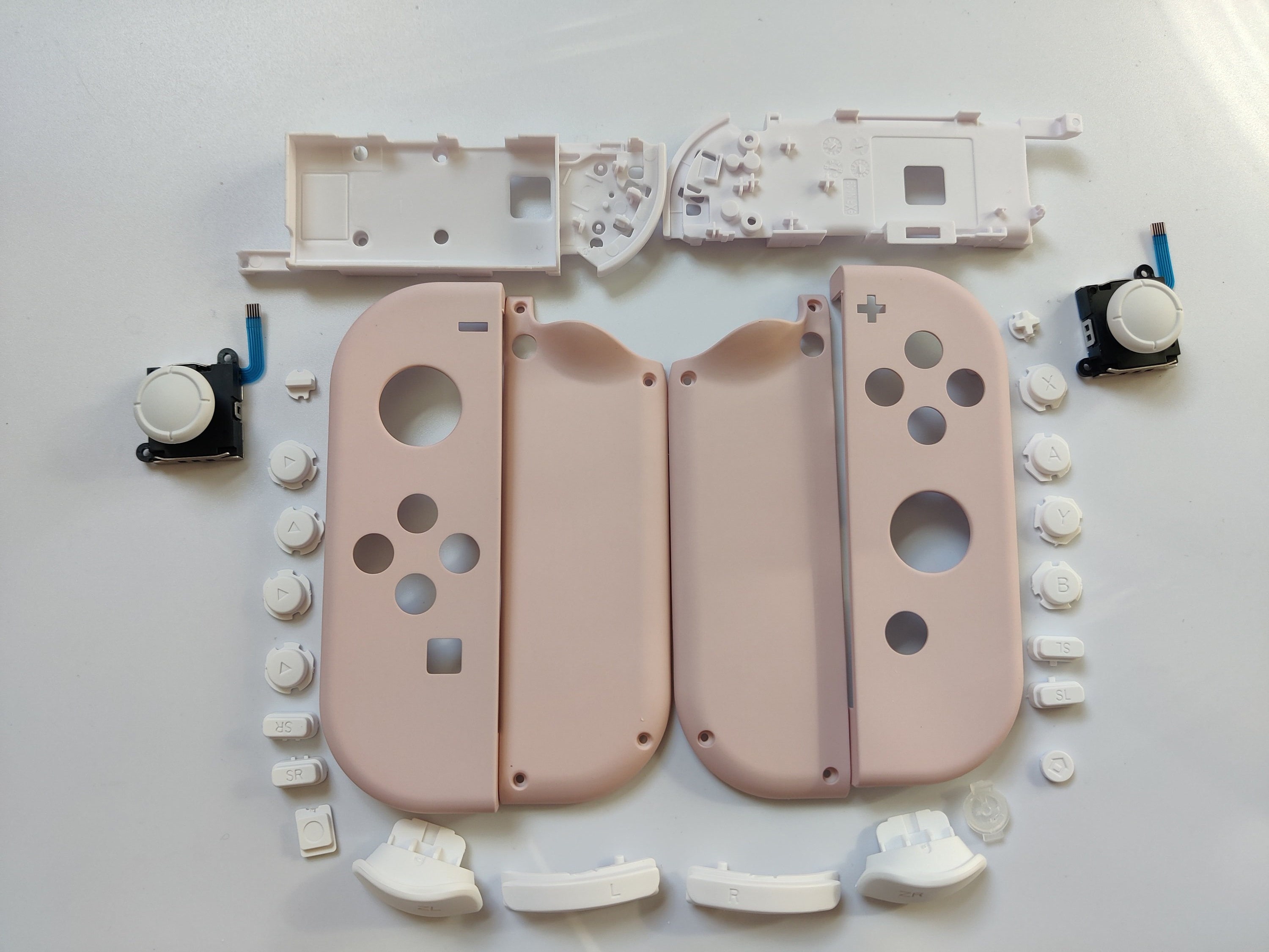 Custom Nintendo Switch Joycon Pink Controller Shell With White Buttons ...