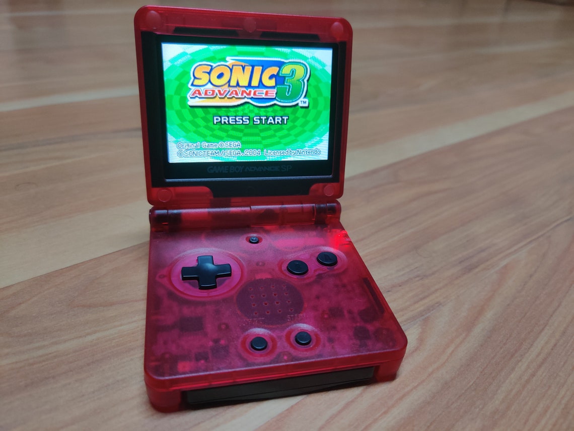 Gameboy Advance SP Transparent Clear Red IPS V2 Screen Mod | Etsy