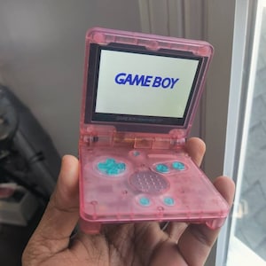 Custom GBA SP IPS V2 Screen Clear Cherry Pink With Clear Emerald ...