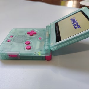 Custom GBA SP IPS V2 Screen Clear Glow in the Dark Green & Pink Buttons ...