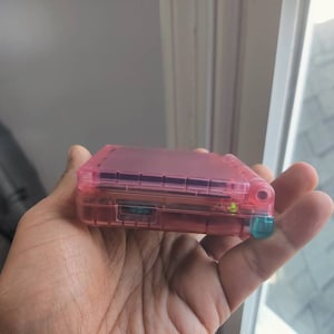 Custom GBA SP IPS V2 Screen Clear Cherry Pink With Clear Emerald Buttons Modded With 10 Level ...