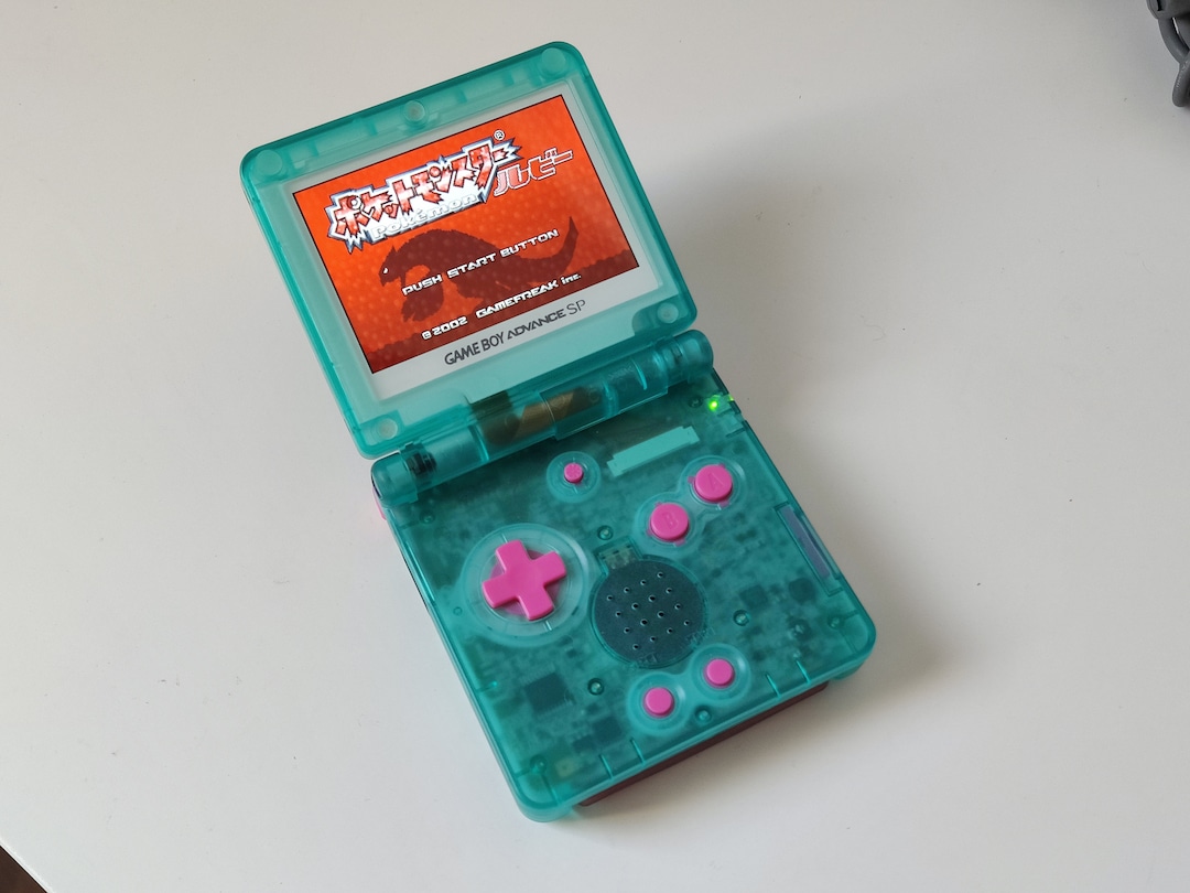 Custom GBA SP IPS V2 Aquarium Shell & Pink Buttons Modded With 10 Level ...