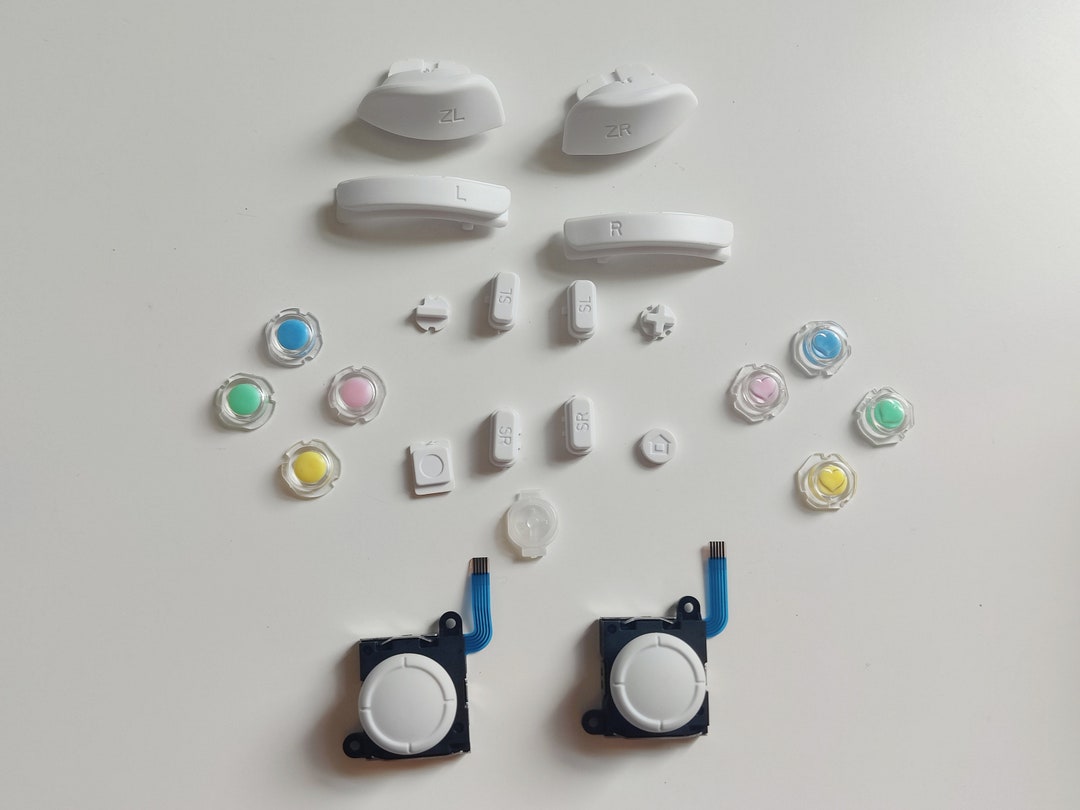 White & Mix Color Glass Replacement Buttons for Nintendo Switch Joycon ...